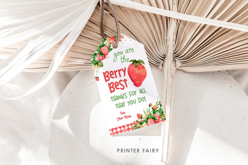 Berry Best Teacher Appreciation Tag, Strawberry Thank You Tag, Editable ...