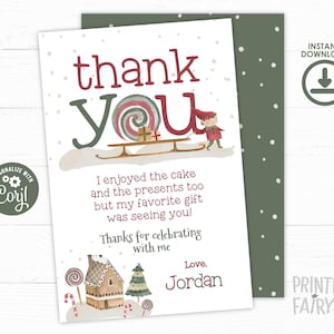 Christmas Thank You Card Elf Thank You Note EDITABLE Oh - Etsy