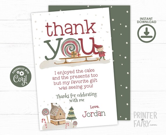 Christmas Thank You Card, Elf Thank You Note, EDITABLE, Oh What Fun ...