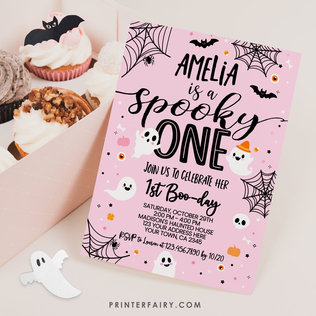 Spooky One Invitation, EDITABLE Halloween 1st Birthday Invitation ...