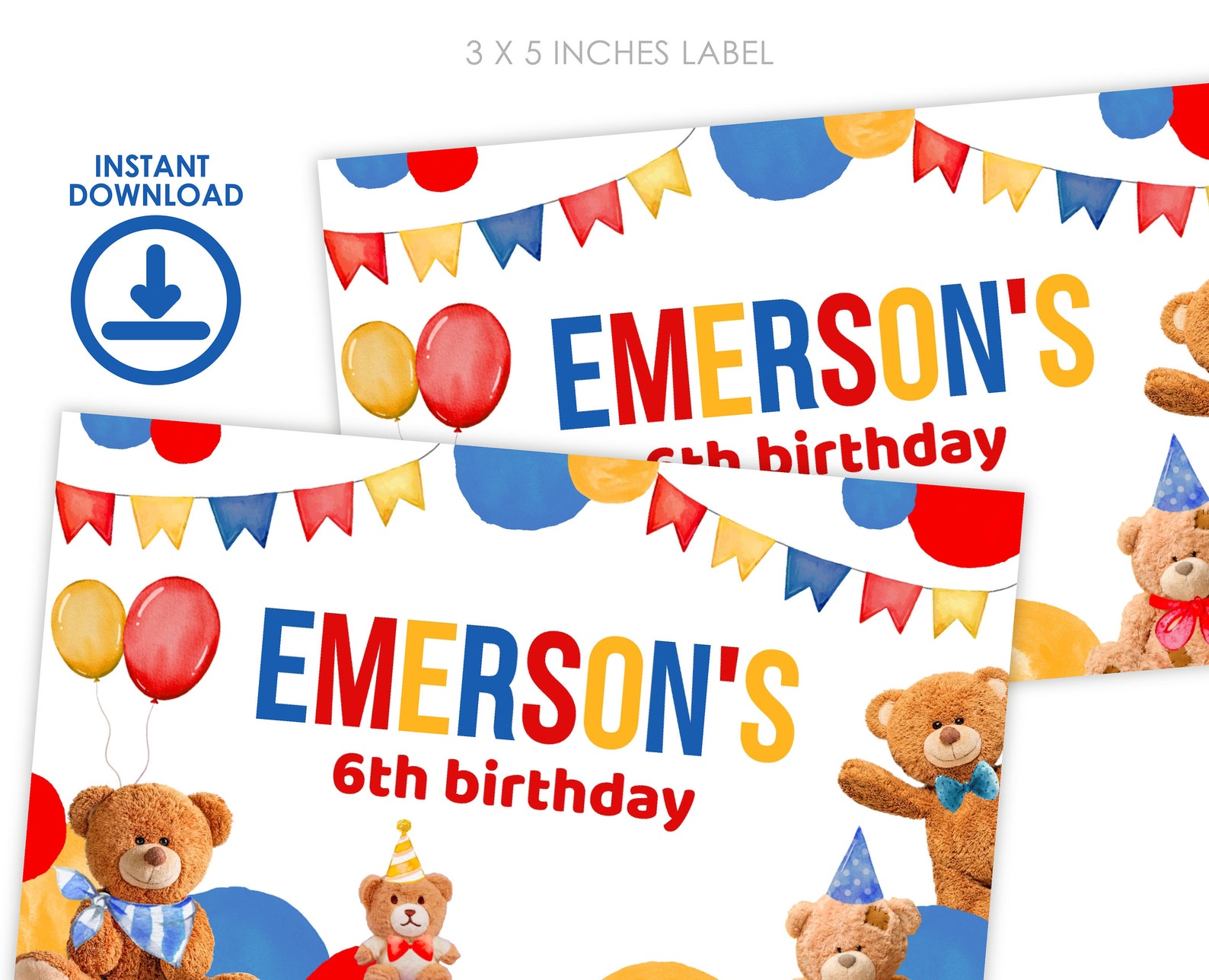Bear Birthday Party Favor Box Label Beary Fun Birthday Gable Box Label