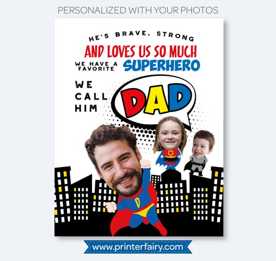 Fathers Day Printable Gift, Super Dad Gift, Superhero Dad Card ...