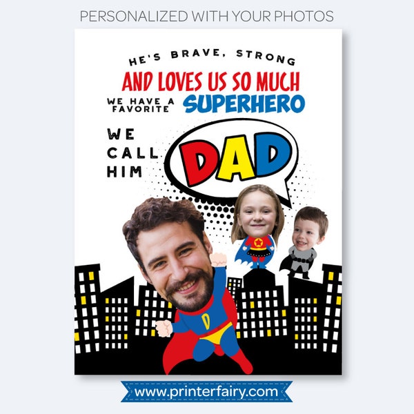 Superhero Dad Card - Etsy