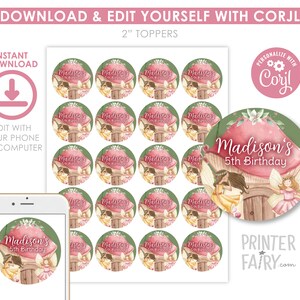 Editable Fairy Birthday Party Muffin Toppers, Fall Fairy Garden ...