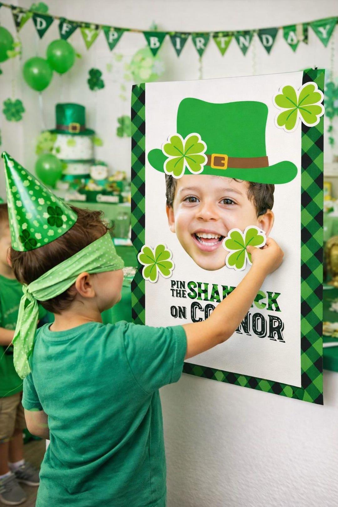 Pin the Shamrock Game, St Patricks Day Party Game DIGITAL Personalized ...
