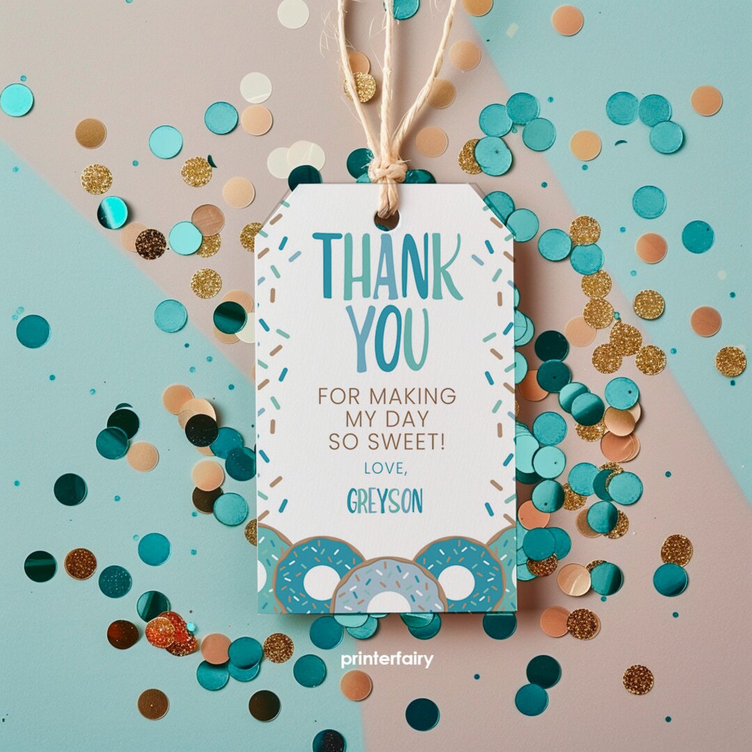 Donut Party Favor Tags, EDITABLE, Donut Grow up Birthday, Editable ...