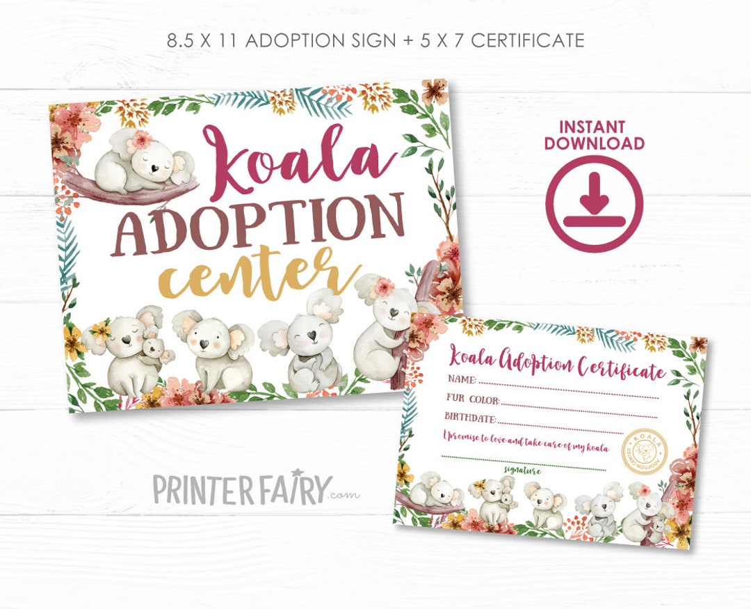 Koala Birthday Party Adopt a Koala Koala Party Games Pet - Etsy