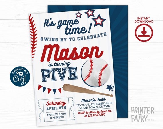 Baseball Invitation, EDITABLE, Baseball Birthday Invitation, Baseball ...