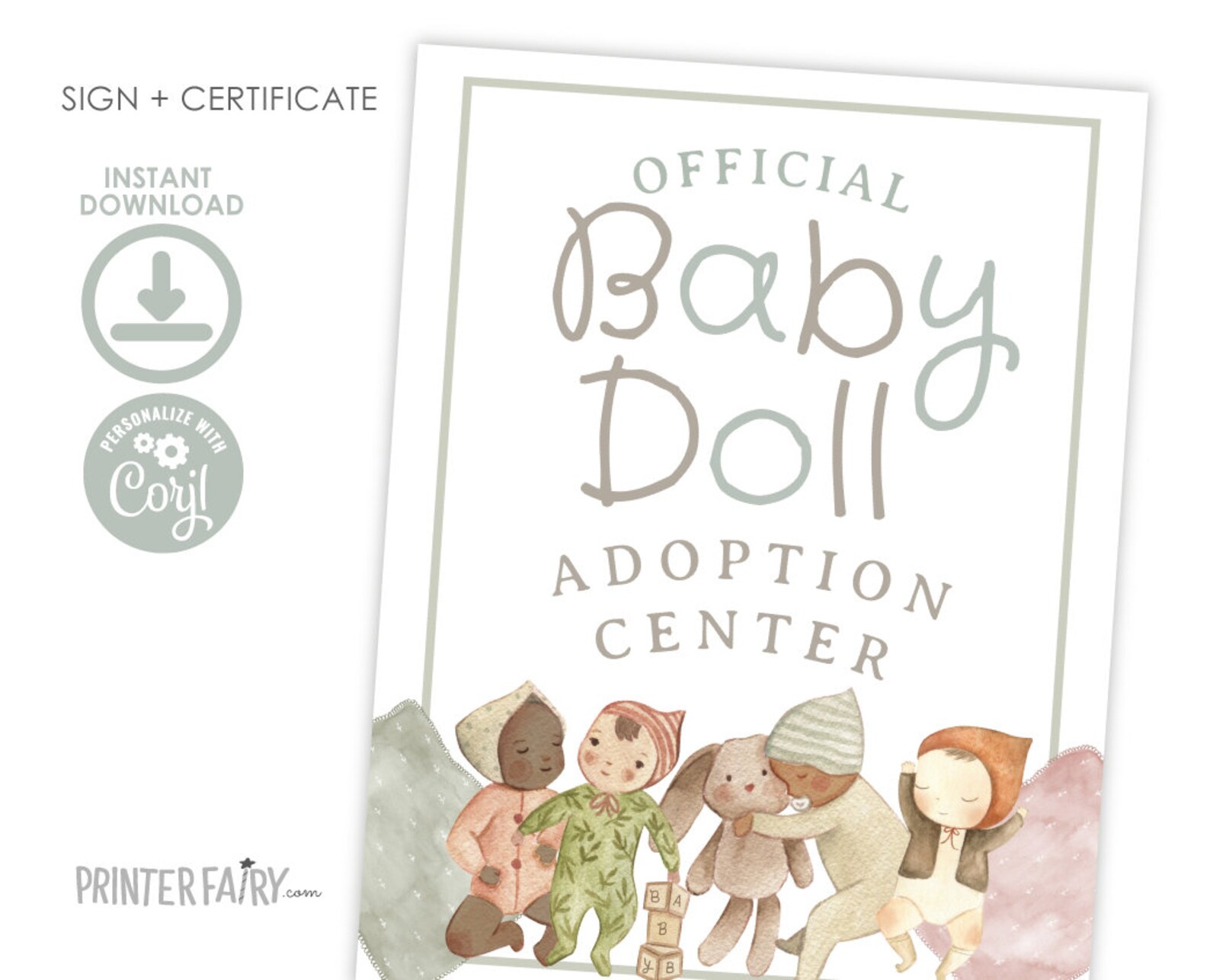 Doll Adoption Certificate, EDITABLE Adoption Certificate, Baby Doll ...