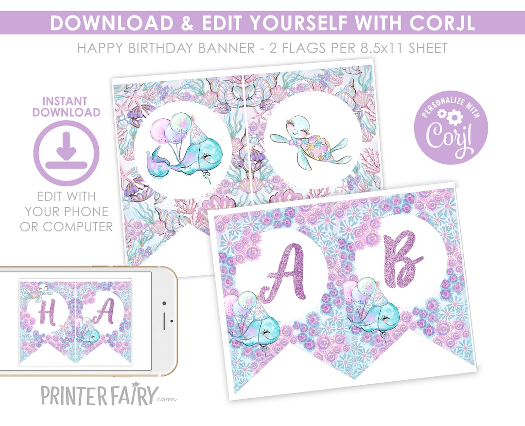 Under the Sea Happy Birthday Banner, Birthday Party Banner, Ocean Theme ...