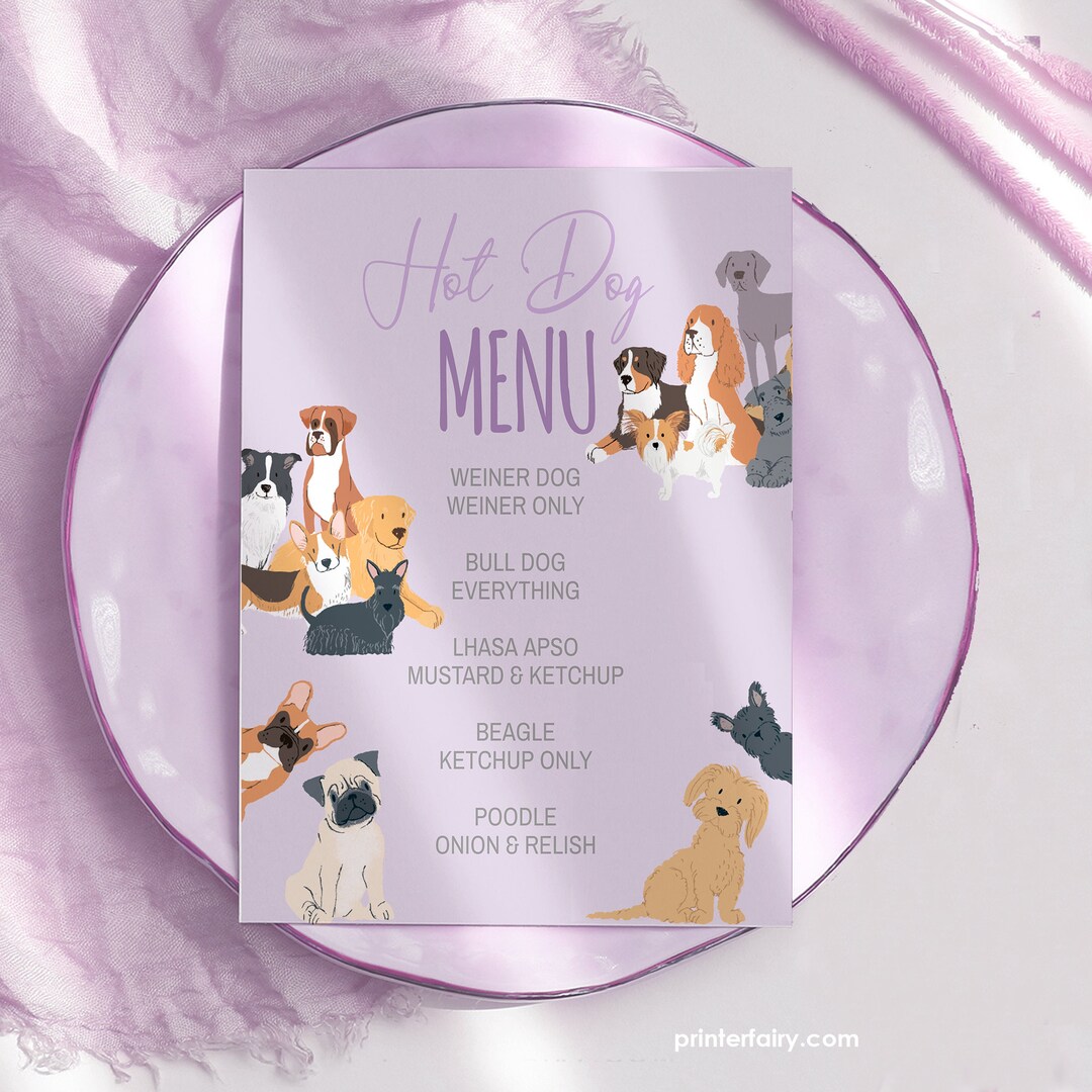 Puppy Adoption Party Menu, Dog Birthday Food Sign (editable Digital) - Etsy
