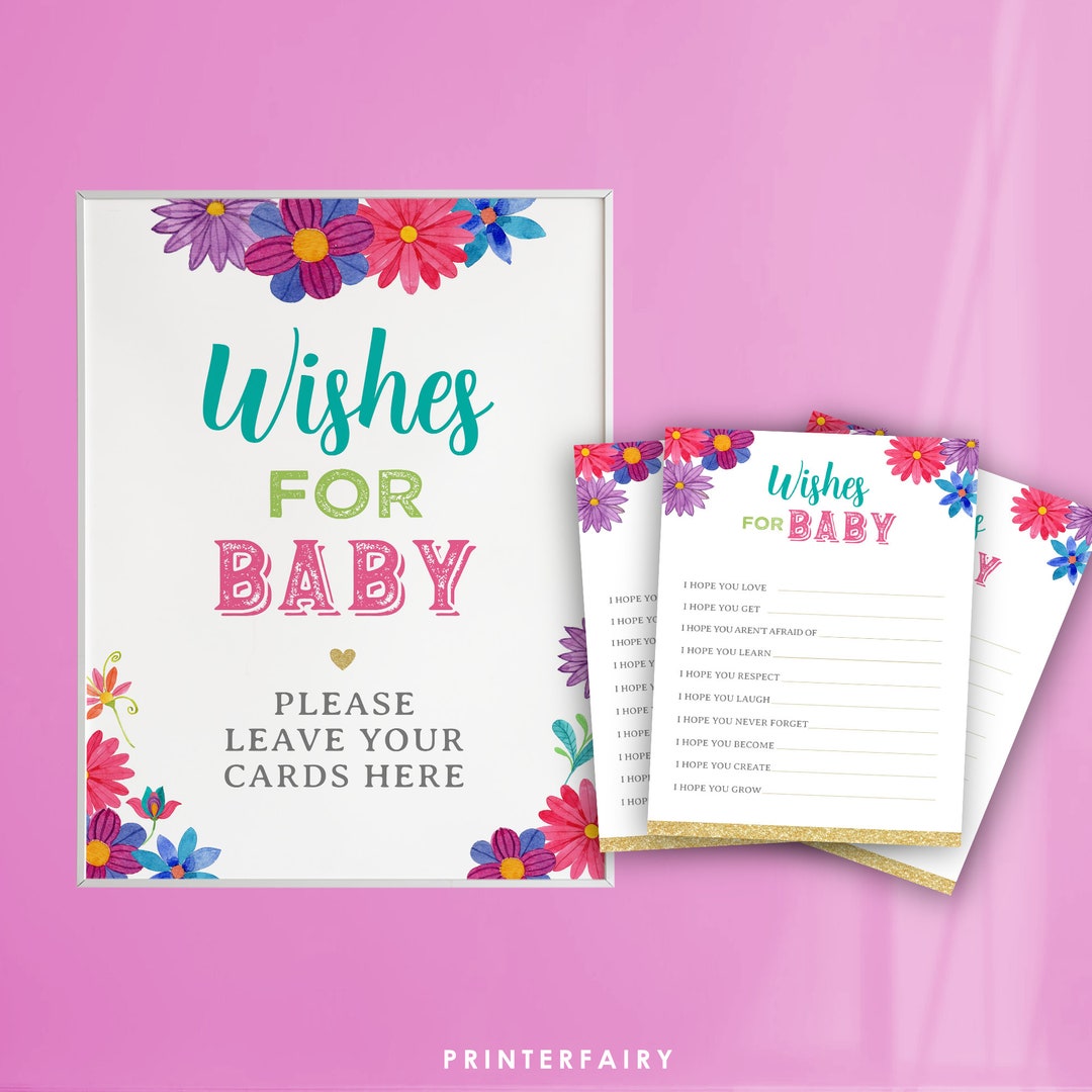 Fiesta Wishes for Baby, Baby Shower Games, Mexican Floral Fiesta Baby ...