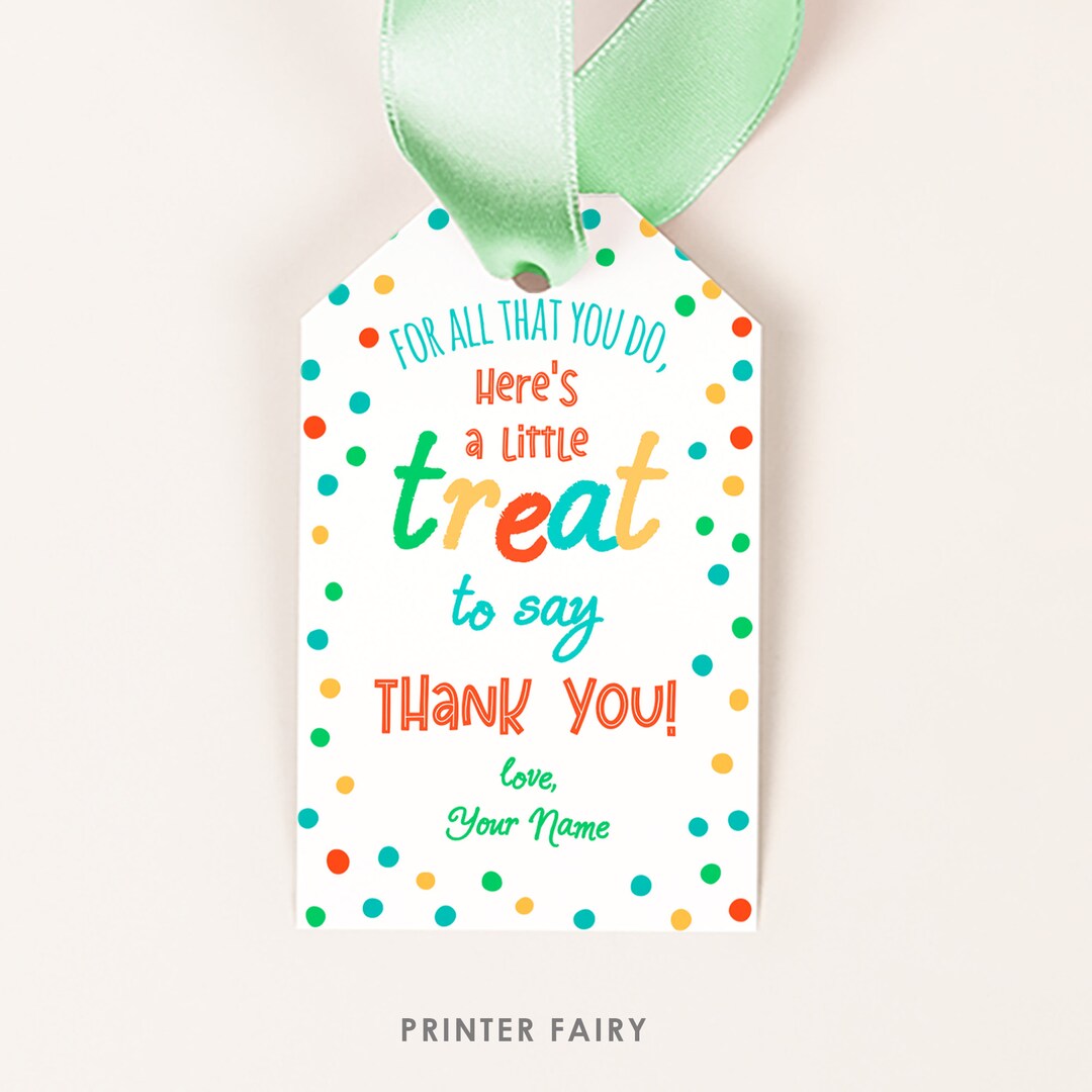 Treat Bag Gift Tag, Editable Appreciation Tag, Instant Download - Etsy