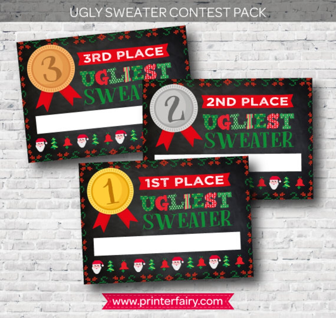 Ugly Sweater Contest Printables Holiday Party Christmas | Etsy