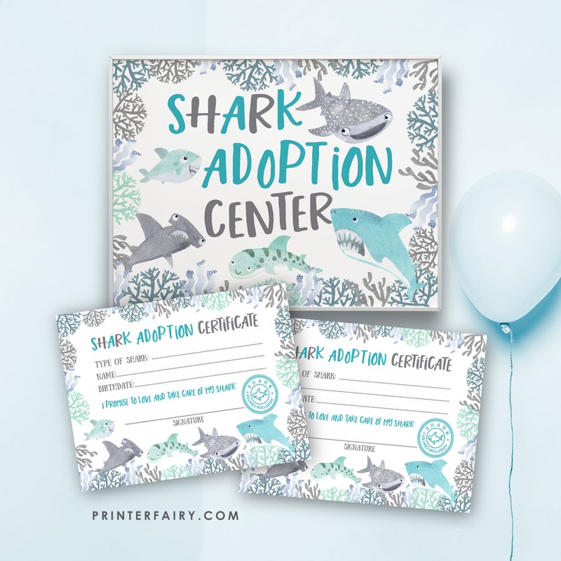 Shark Adoption Certificate Template - Etsy Australia