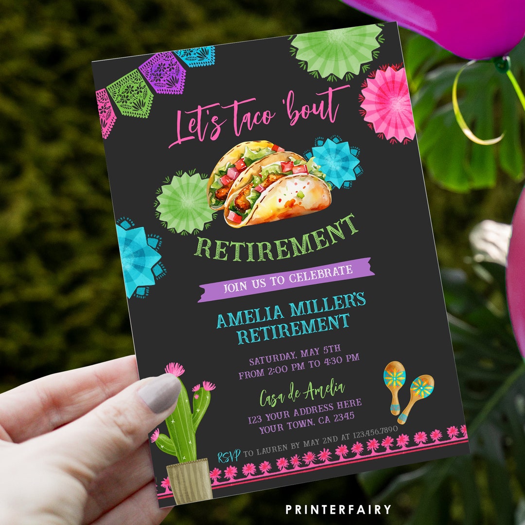 Taco About Retirement Invitation, Editable Printable Invite, Mexican ...