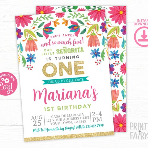 Editable Mexican Birthday Invitation Any Age Mexican Party - Etsy