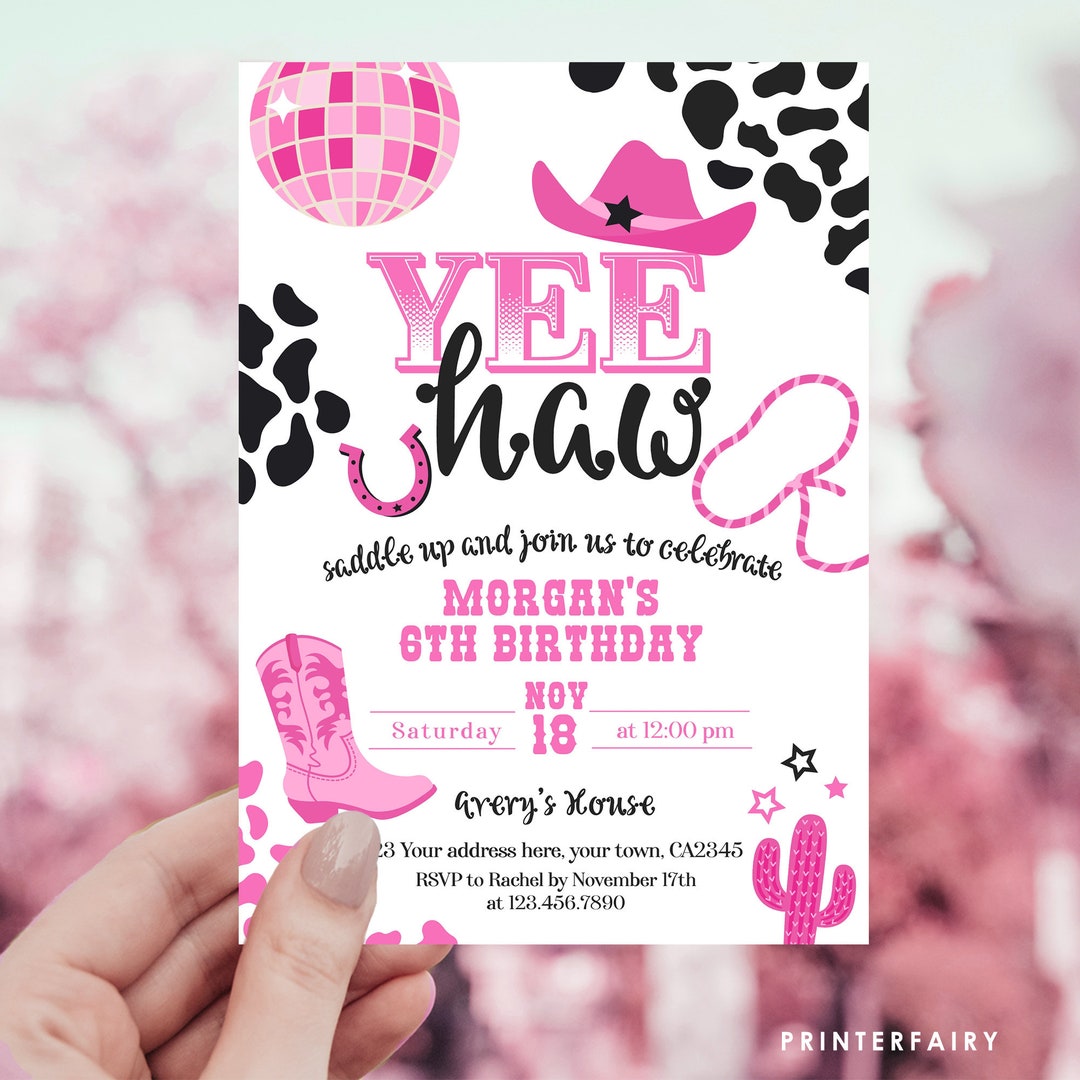 Editable Disco Cowgirl Party Invitation, Cowgirl Big Little Birthday ...