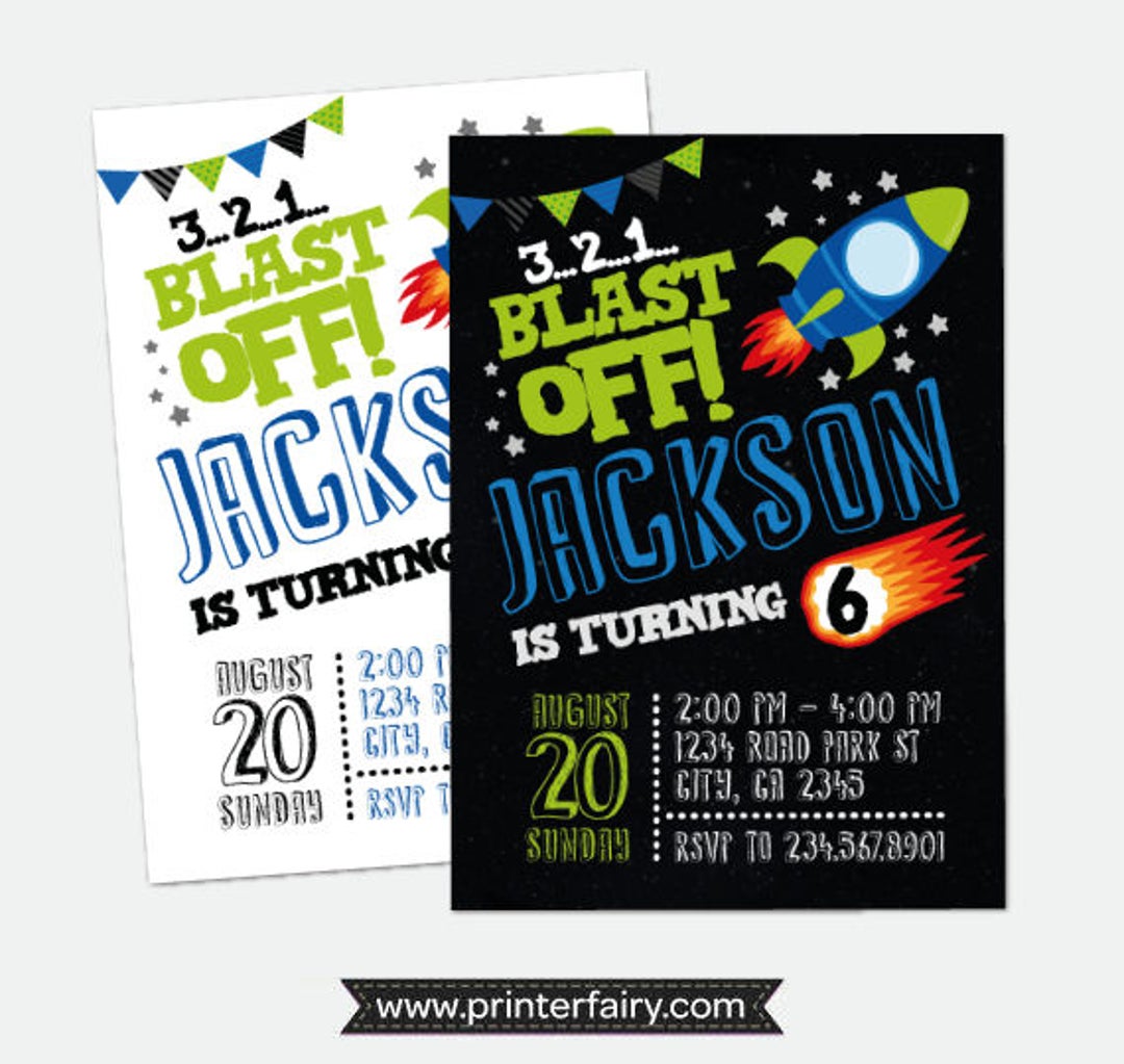 Rocket Invitation, Space Birthday Party, Astronaut Invitation ...