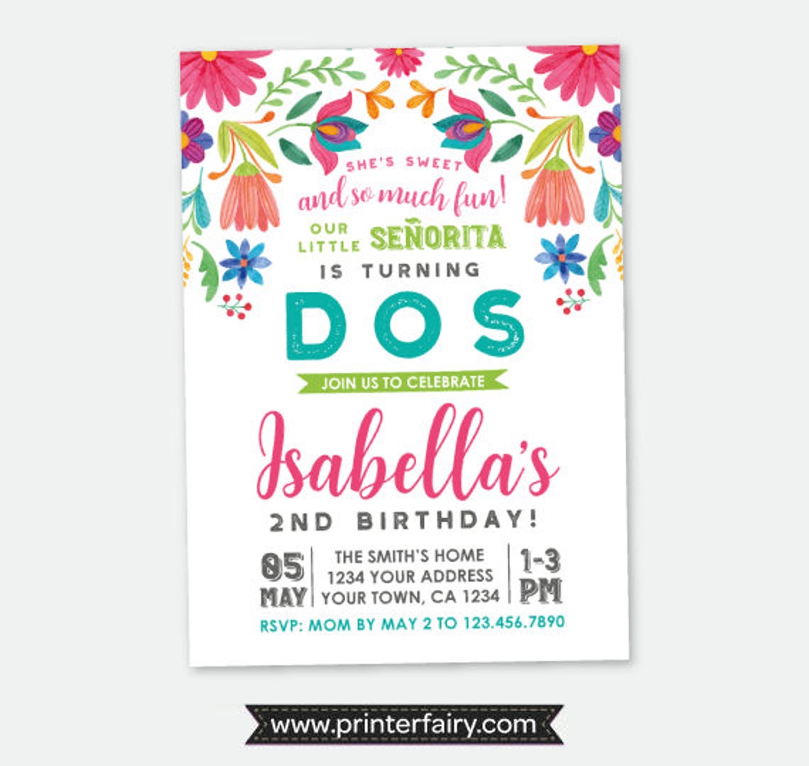 Fiesta Birthday Invitation Cinco De Mayo Girls Birthday - Etsy