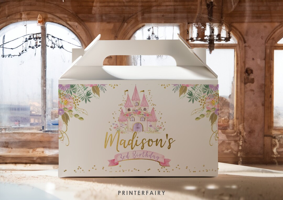 Princess Gable Box Label Editable, Princess Birthday Party, Princess ...