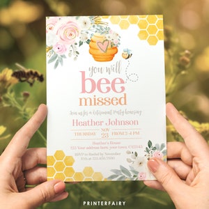 Editable Bee Retirement Party Invitation, "you Will Bee Missed" Theme ...