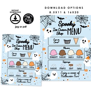 Ice Cream Halloween Party Menu, EDITABLE, Ice Cream Party Table Sign ...