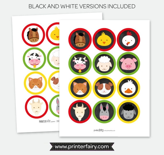 Farm Animals Toppers, Farm Birthday Party, Barnyard Birthday, Printable ...