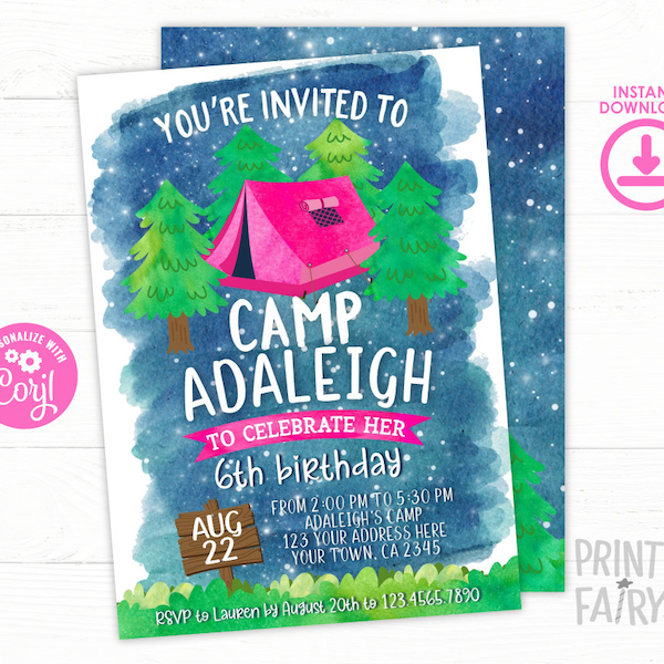 Camping Invitation - Etsy