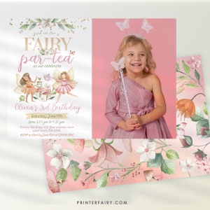 Editable Fairytale Partea Birthday Invitation With Photo, Whimsical ...