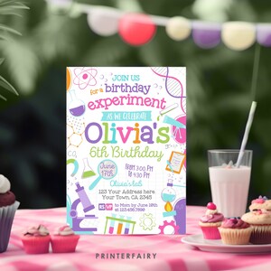 Science Birthday Party Invitation, EDITABLE, Scientifics Party, Girls ...