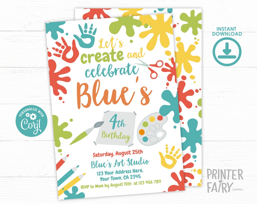 Paint Party Invitation EDITABLE Art Birthday Party - Etsy