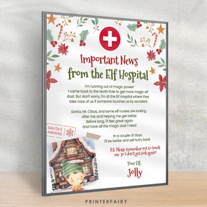 Elf Hospital Printable Elf Letter, Christmas Elf Arrival Update, Elf ...