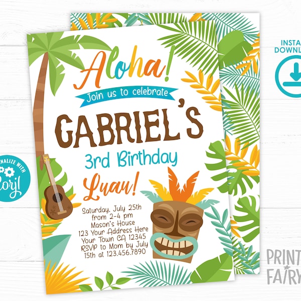 Luau Party Invitations - Etsy