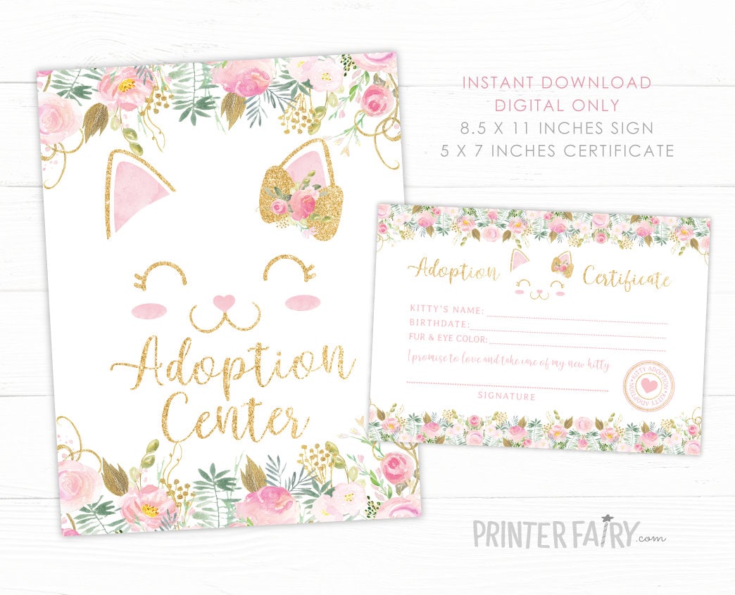 Floral Kitty Adoption Party Pet Adoption Party Sign and - Etsy