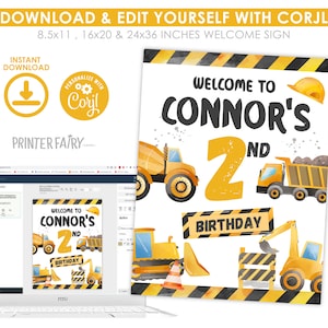 Editable Construction Party Welcome Sign: Dump Truck Theme, Under ...