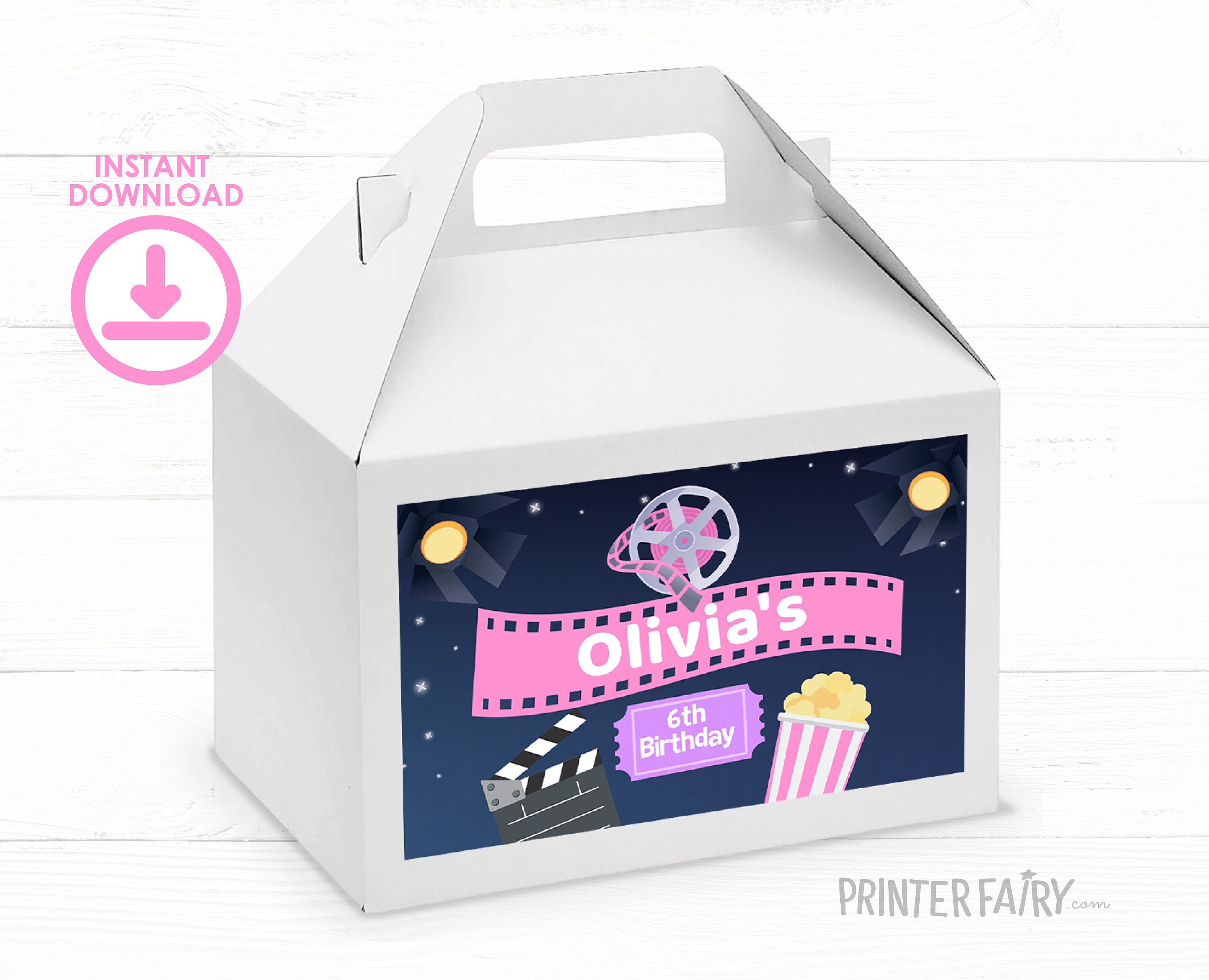 Movie Night Party Editable Printable Label Template for Party Favor ...