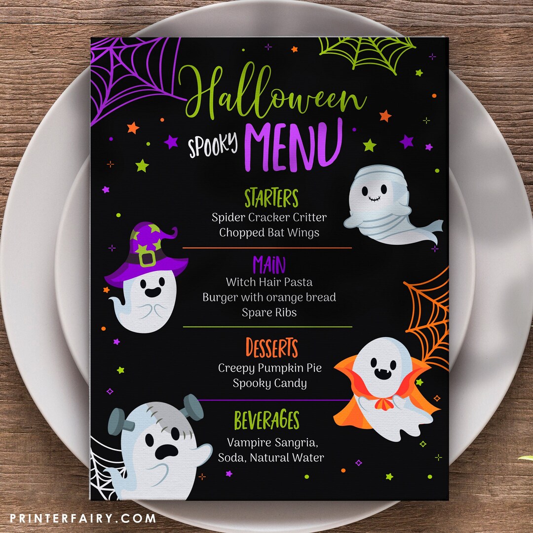 Halloween Menu, EDITABLE Menu, Costume Party Decorations, Halloween ...