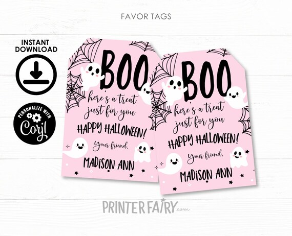Halloween Favor Tags, Boo Favor Tags, Ghost Party, Spooky Thank You Tags, Spooktacular Birthday ...