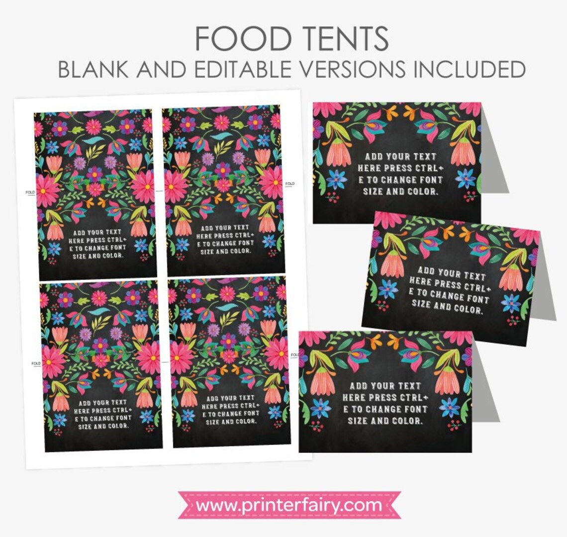 Fiesta Food Tents Fiesta Food Labels Cinco De Mayo - Etsy