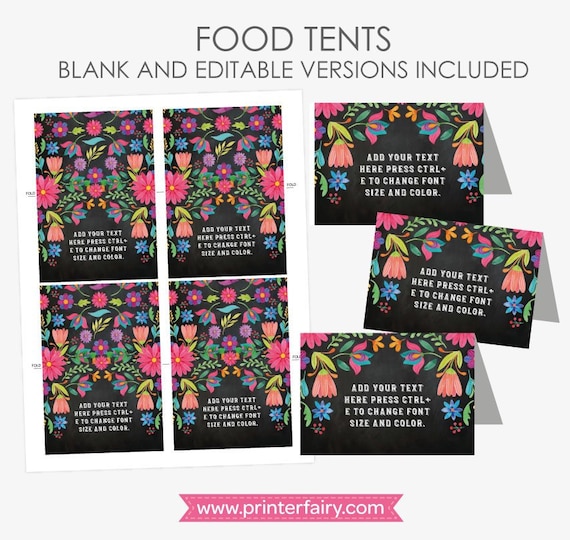 Fiesta Food Tents, Fiesta Food labels, Cinco de Mayo Decorations ...