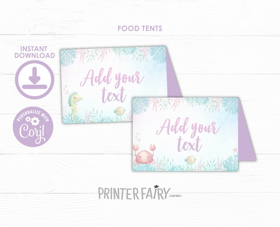 Sea Animals Food Tents, EDITABLE, Under the Sea Birthday Decorations ...