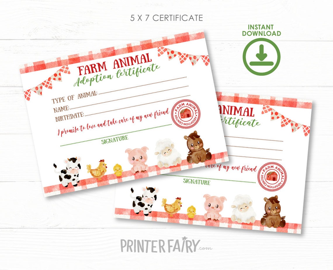 Farm Animals Adoption Farm Birthday Party Adopt a Farm - Etsy