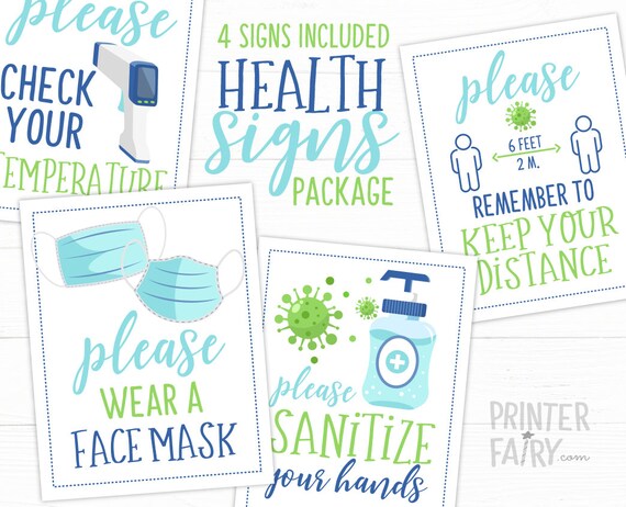 Sanitize Sign Package, Please Sanitize, Wear a Mask, Keep your Distance ...
