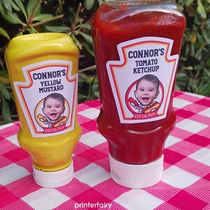BBQ Birthday Party, Personalized Bundle of Ketchup Label and Mustard ...