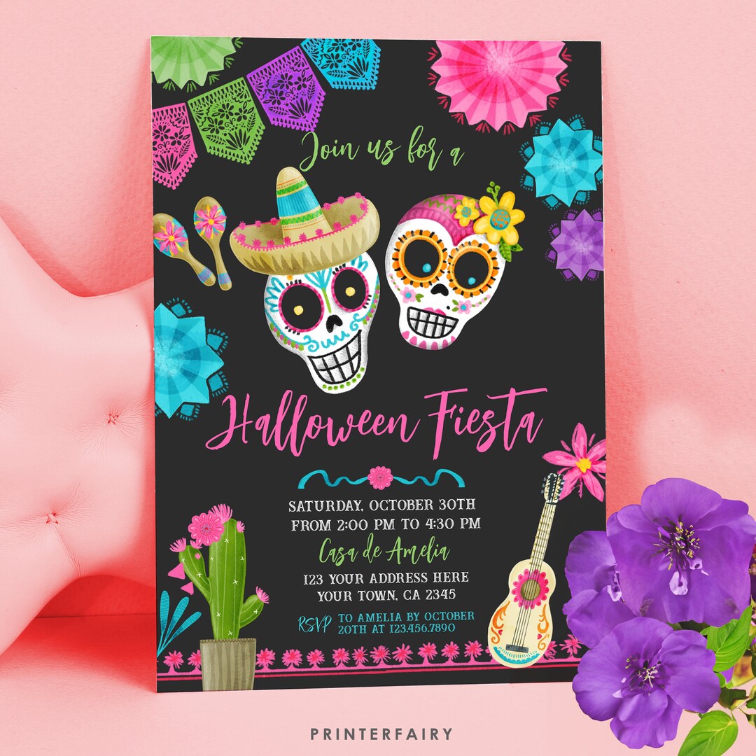 Editable Halloween Party & Day of the Dead Invitation: Dia De Los ...