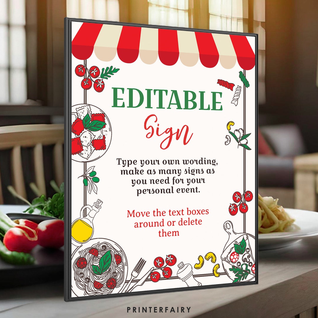 Italian Birthday Party Sign, Pizza Birthday Party, Spaghetti Birthday ...