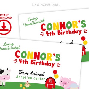 Farm Birthday Party Favor Box Label, Editable, Farm Animals Party ...