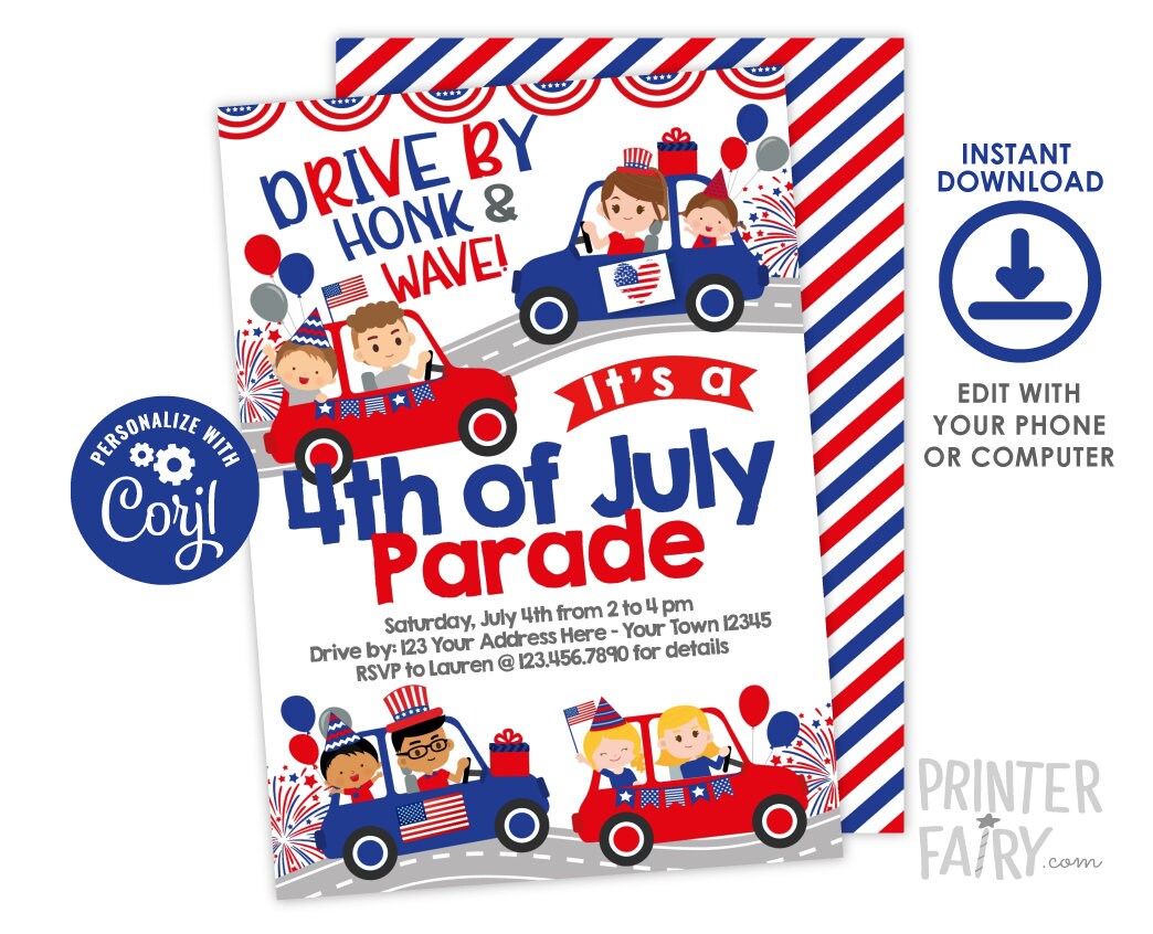 4th of July Parade Invitation Parade Invitation Editable Instant ...