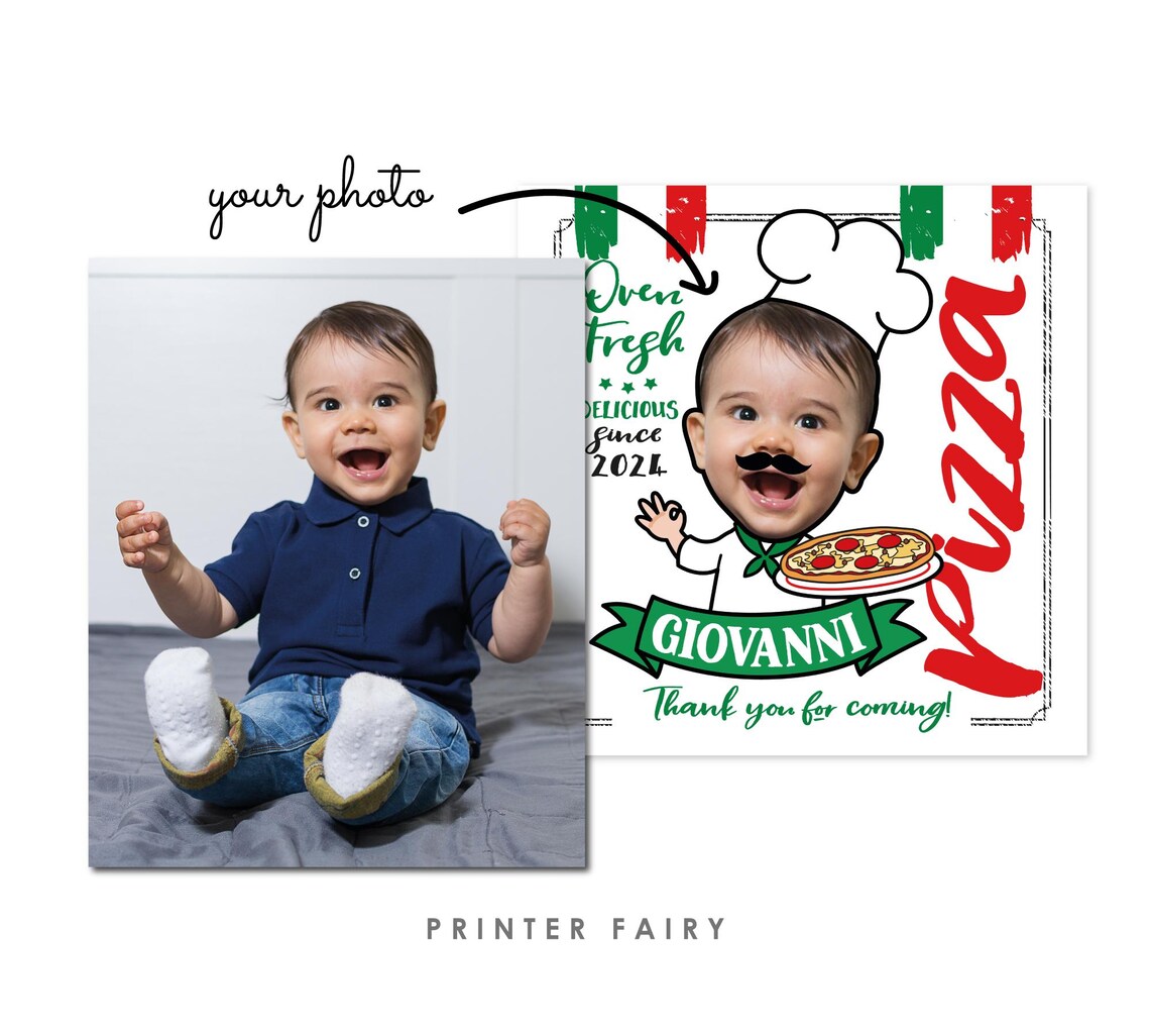 Personalized Pizza Box Label, Trattoria Party Decoration (digital ...